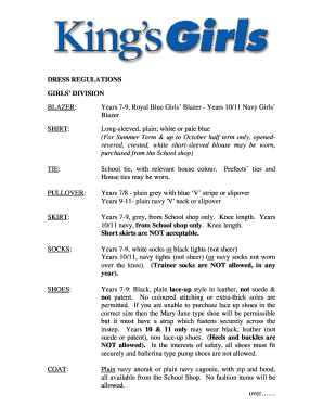 Fillable Online DRESS REGULATIONS Fax Email Print - pdfFiller