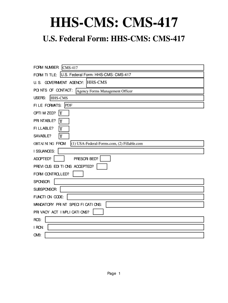 Fillable Online CMS-417. U.S. Federal Form Fax Email Print - pdfFiller