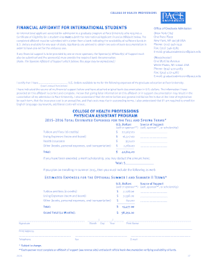 Fillable Online pace Financial Affidavit - Pace University Fax Email Print - pdfFiller