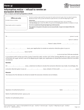 Fillable Online Form 3J Information notice - refusal to revoke an ...