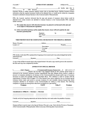 Fillable Online AFFIDAVIT BY ASSURED - Commonwealth Insurance Fax Email ...