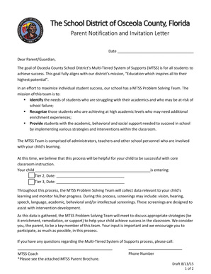 Fillable Online Parent Notification and Invitation Letter Fax Email ...