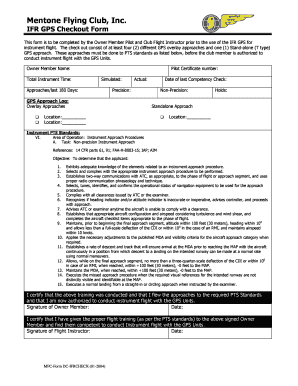 Fillable Online IFR GPS Checkout Form Fax Email Print - pdfFiller