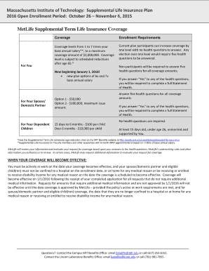 Fillable Online hrweb mit MetLife Supplemental Term Life Insurance ...