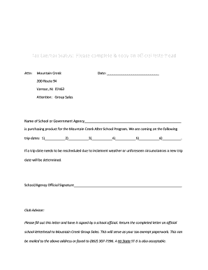 Fillable Online Tax Exempt Status Please complete copy - Mountain Creek ...