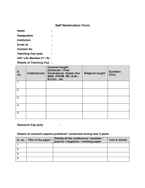 Fillable Online highereduforum Self Nomination Form - highereduforumorg ...