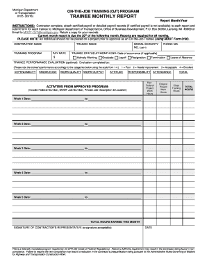 Fillable Online MONTHLY Ojt Program REPORT And Training Log Fax Email ...