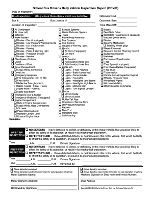 Fillable Online School Bus Driver's Daily Vehicle Inspection Report ...