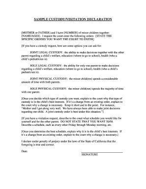 Fillable Online SAMPLE CUSTODY/VISITATION DECLARATION Fax Email Print ...