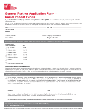 Fillable Online bvca co General Partner Application Form Social Impact ...