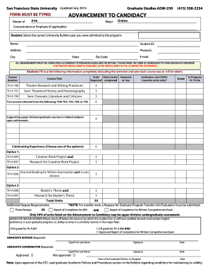 Fillable Online grad sfsu Form Begins on Page 2 Fax Email Print - pdfFiller