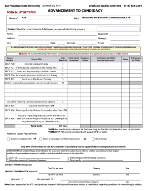 Fillable Online grad sfsu must submit your ATC form Fax Email Print ...