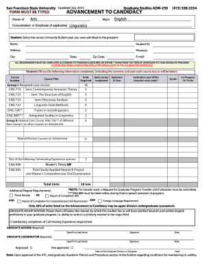 Fillable Online grad sfsu The ATC form must be Fax Email Print - pdfFiller