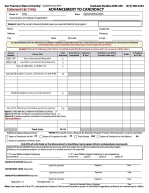 Fillable Online grad sfsu approved by Graduate Studies before enrolling ...