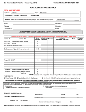 Fillable Online grad sfsu Units (to be) Fax Email Print - pdfFiller
