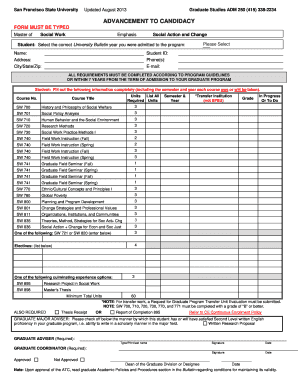 Fillable Online grad sfsu Social Action and Change Fax Email Print ...