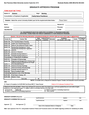 Fillable Online grad sfsu GRADUATE APPROVED PROGRAM - San Francisco ...