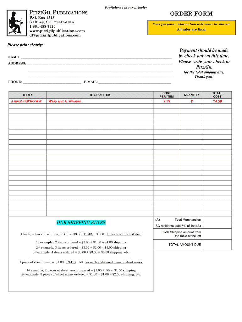 Fillable Online PRINTABLE Order FORM For WEBSITEdocx Fax Email Print - pdfFiller