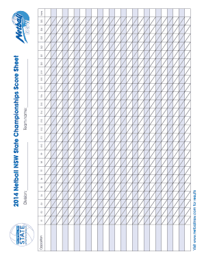 Fillable Online 2014 Netball NSW State Championships Score Sheet Fax ...