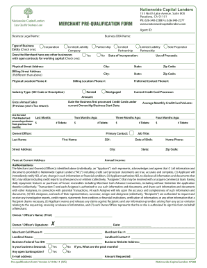 Fillable Online MERCHANT PRE-QUALIFICATION FORM X - Our Loans Fax Email ...