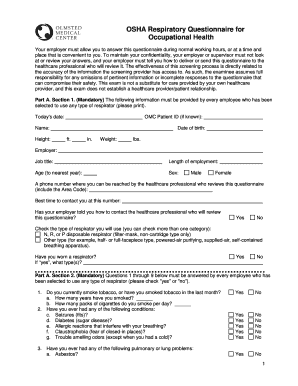 Fillable Online olmmed Form - Osha Respiratory Questionnaire for ...