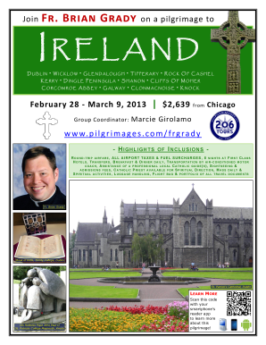 Fillable Online Join Fr Brian Grady on a pilgrimage to I R E L A N D ...