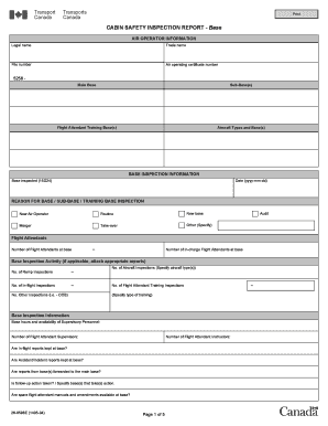 Fillable Online CABIN SAFETY INSPECTION REPORT - Base Fax Email Print ...