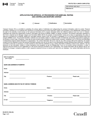 Fillable Online APPLICATION FOR APPROVAL OF PROCEDURES FOR SAMPLING ...