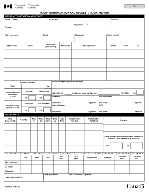 Fillable Online FLIGHT AUTHORIZATION AND REQUEST FLIGHT REPORT Fax ...