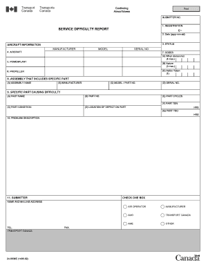 Fillable Online SERVICE DIFFICULTY REPORT Fax Email Print - pdfFiller