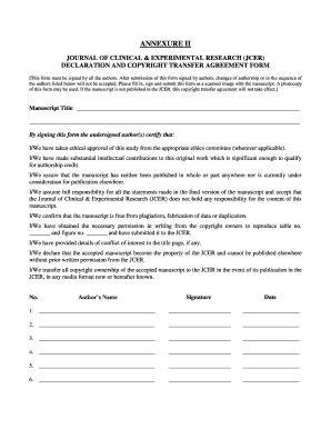 Fillable Online Declaration and Copyright Transfer Agreement Formpdf ...