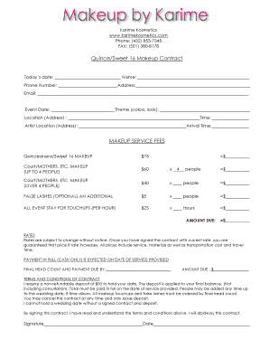 Fillable Online Quince/Sweet 16 Contract.docx Fax Email Print - pdfFiller