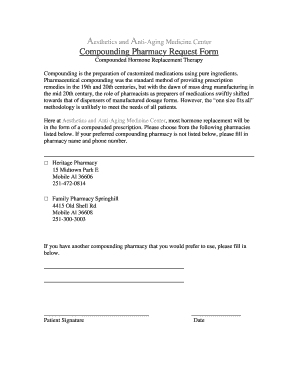 Fillable Online Pharmacy Request Form Compounding Prescriptions Fax Email Print - pdfFiller