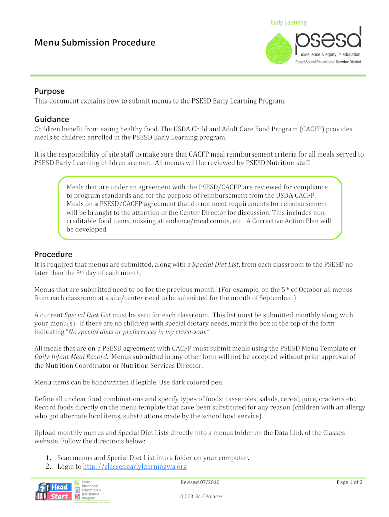 Fillable Online Menu Submission Procedure Fax Email Print - pdfFiller
