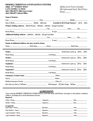 Fillable Online gym center enrollment formsdoc Fax Email Print - pdfFiller
