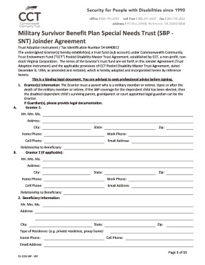 Fillable Online Military Survivor Benefit Plan Special Needs Trust (SBP ...
