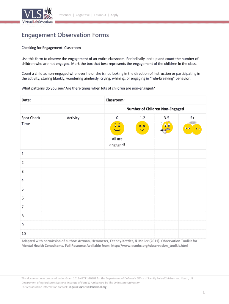Fillable Online virtuallabschool Engagement Observation Forms - Public ...