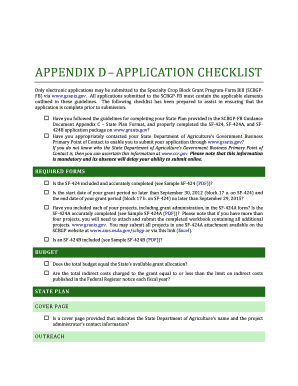 Fillable Online ams usda APPENDIX D APPLICATION CHECKLIST Fax Email ...