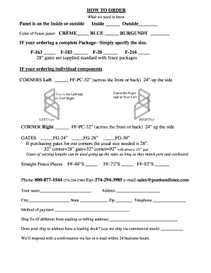 Fillable Online Fence order formpub Read-Only Fax Email Print - pdfFiller