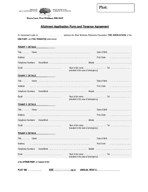 Fillable Online Allotment Application Form and Tenancy Agreement ...