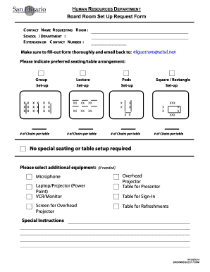 Fillable Online Board Room Set Up Request - SharpSchool Fax Email Print ...