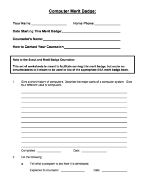 Fillable Online bsatroop680 Computer Merit Badge Worksheet - Boy Scout ...