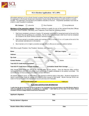 Fillable Online SGA Election Application SCL Fax Email Print - pdfFiller