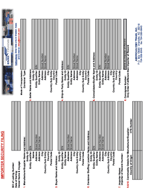 Fillable Online IMPORTER SECURITY FILING - American EMO Trans Fax Email Print - pdfFiller