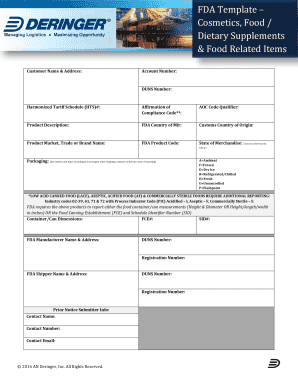 Fillable Online FDA Template Cosmetics Food Dietary Supplements Fax ...