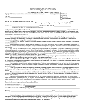 Fillable Online CUSTOMS POWER OF ATTORNEY - Shipping Service Fax Email ...