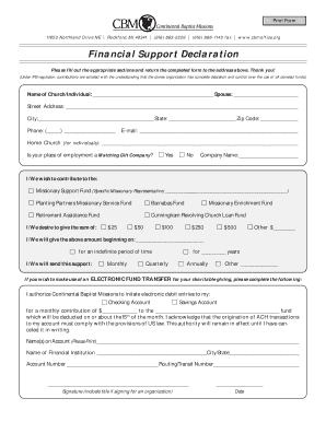 Fillable Online cbmoffice Financial bSupport Declarationb - Continental ...