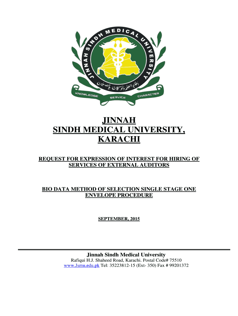 Fillable Online SINDH MEDICAL UNIVERSITY, Fax Email Print - pdfFiller