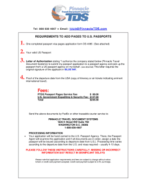 Fillable Online One completed passport visa pages application form DS ...