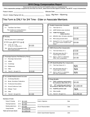 Fillable Online 2015 Clergy Compensation Report - YACUMC Fax Email ...